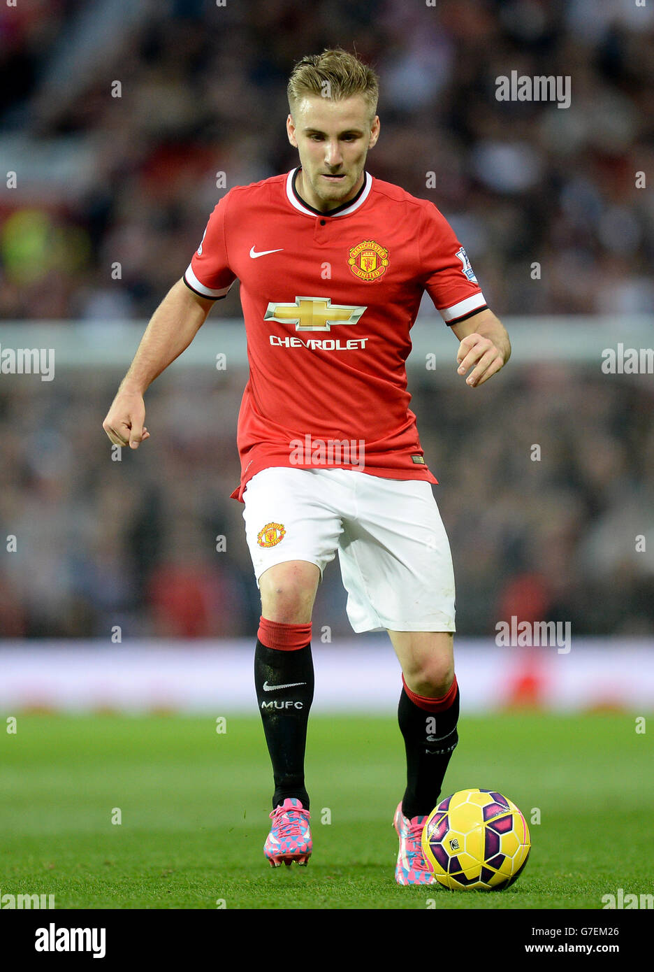 Manchester United's Luke Shaw during the Barclays Premier League match ...