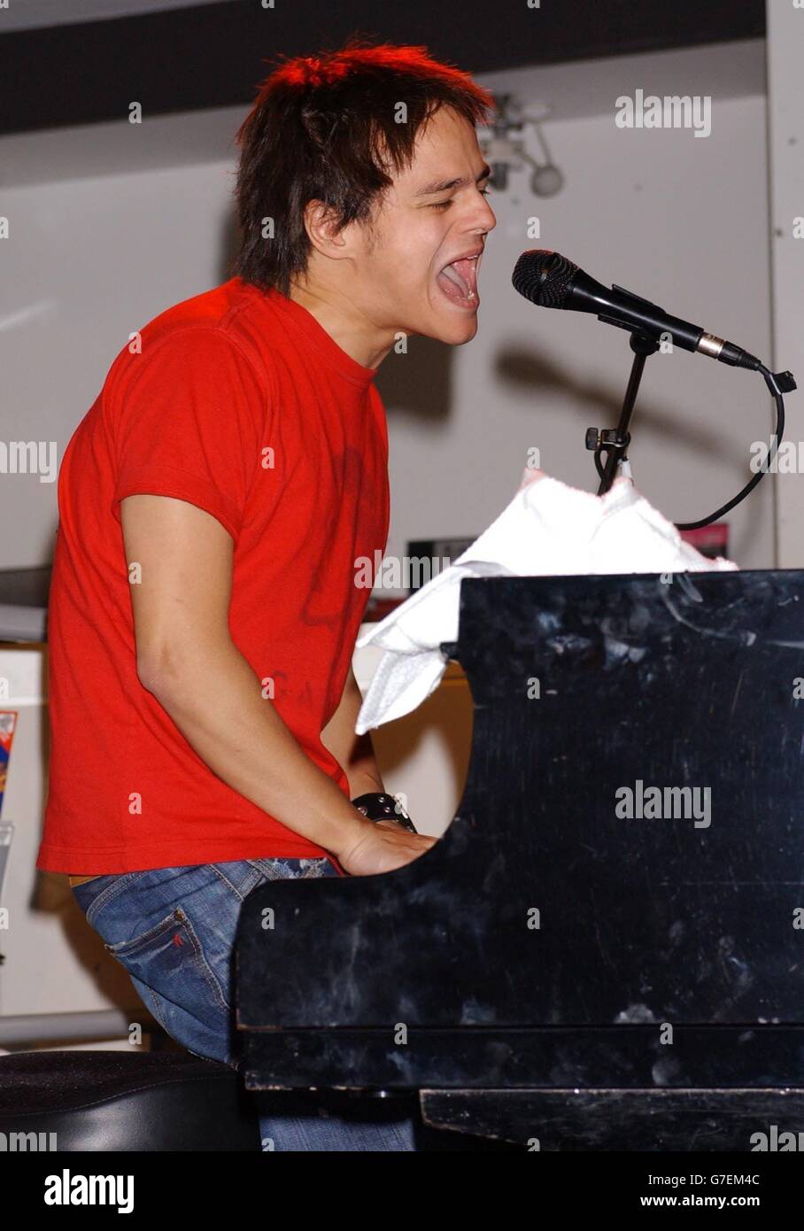 Jazz musician Jamie Cullum performs live during an instore gig and ...
