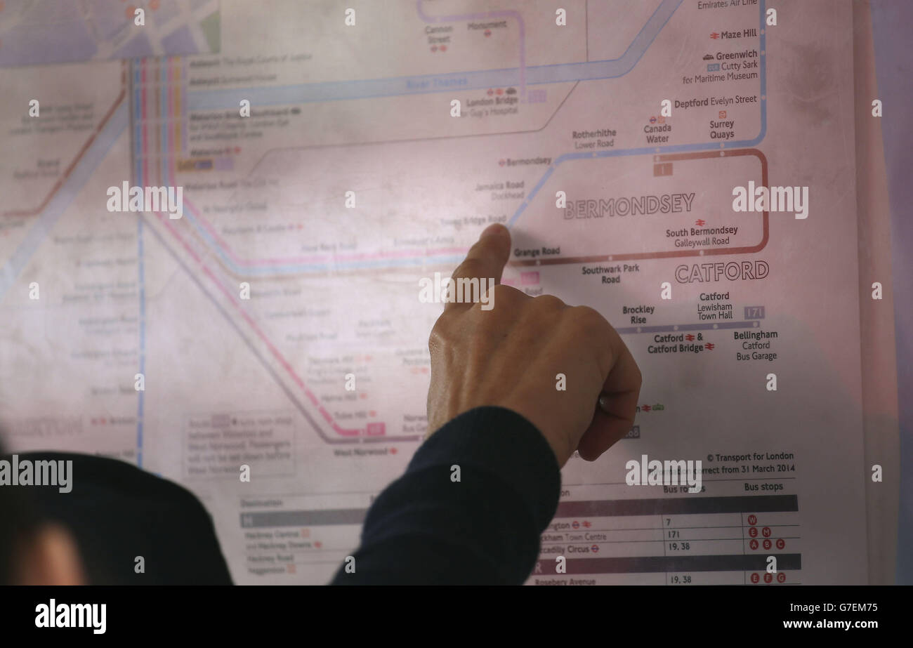 London bus stop map hi-res stock photography and images - Alamy