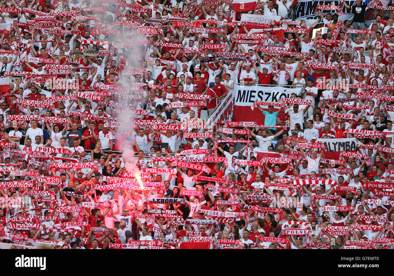 Polish fans show their support during the UEFA EURO 2016 game Ukraine v ...