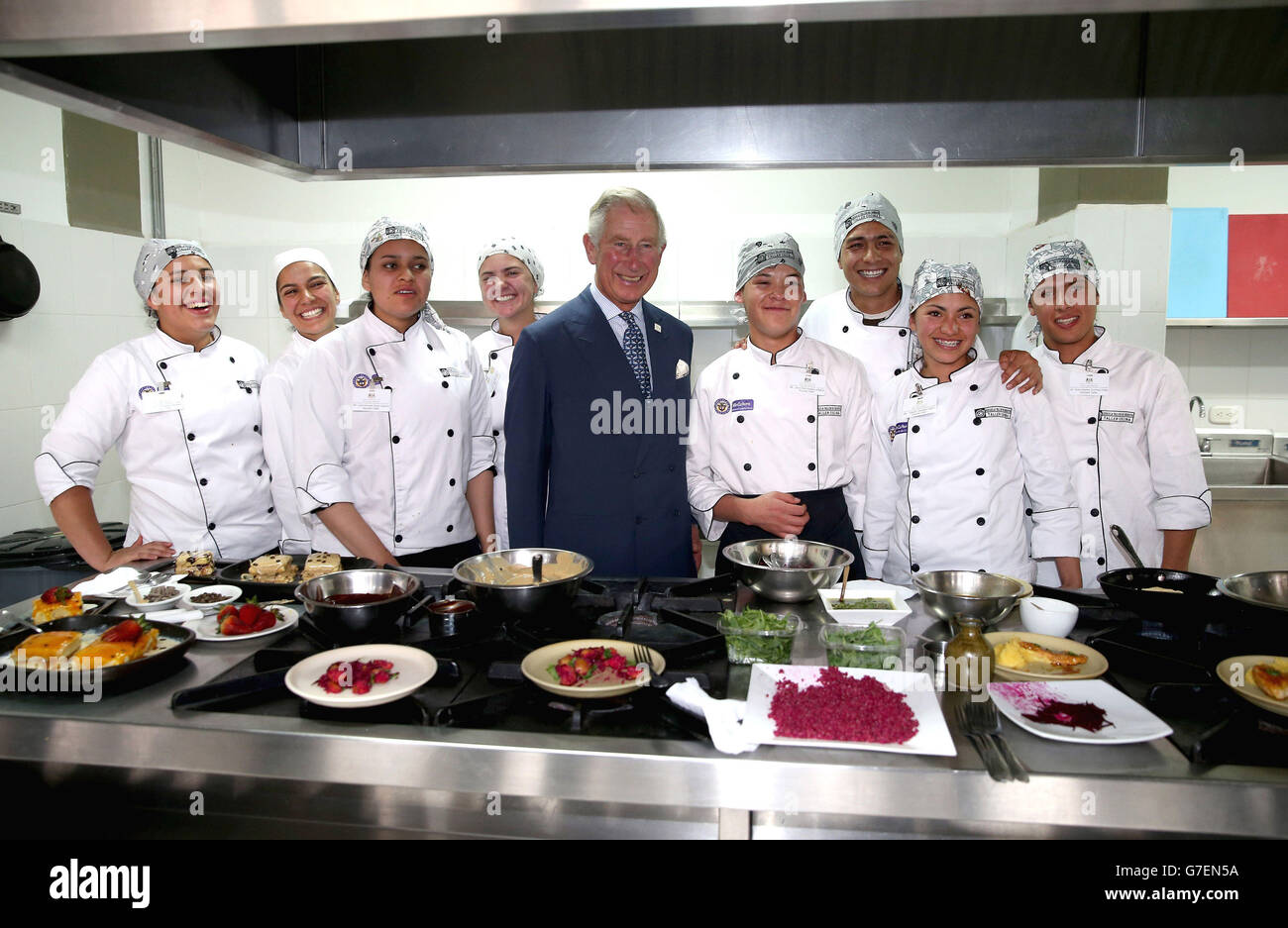The Prince of Wales meets chefs during a visit to a 'Skill School' in ...