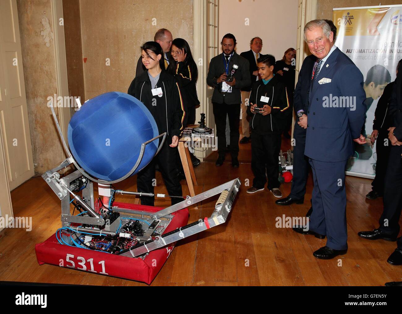 The Prince of Wales is shown Robots during a presentation by SENA at a ...
