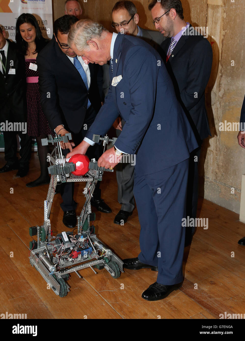 The Prince of Wales is shown robots during a presentation by SENA at a ...