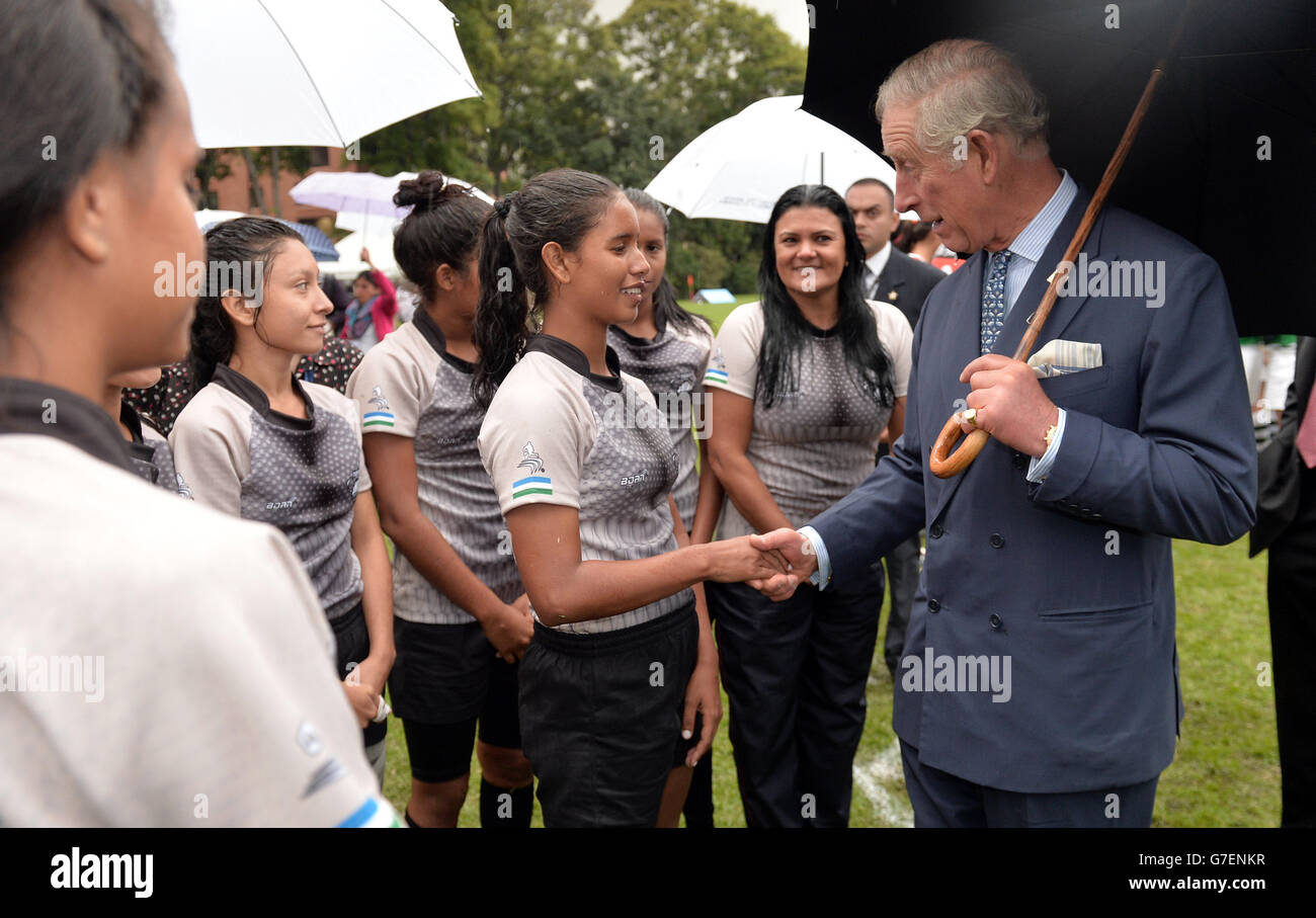 The Prince of Wales, Vice Royal Patron, meets teams following a rugby ...