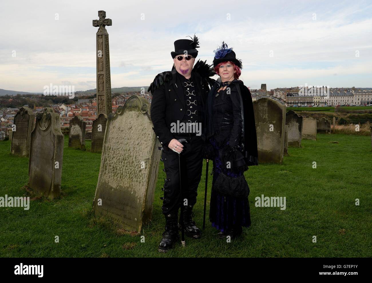 Raven and Pixie Frey from Hull stand in the grounds of St Mary's Church ...