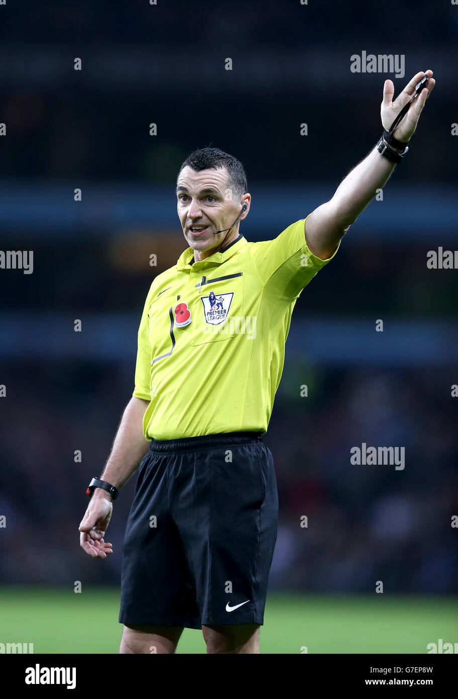 Match referee Neil Swarbrick during the Barclays Premier League match ...
