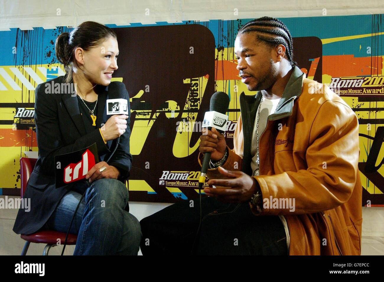 Singer Xzibit with presenter Emma Griffiths (left) during her ...