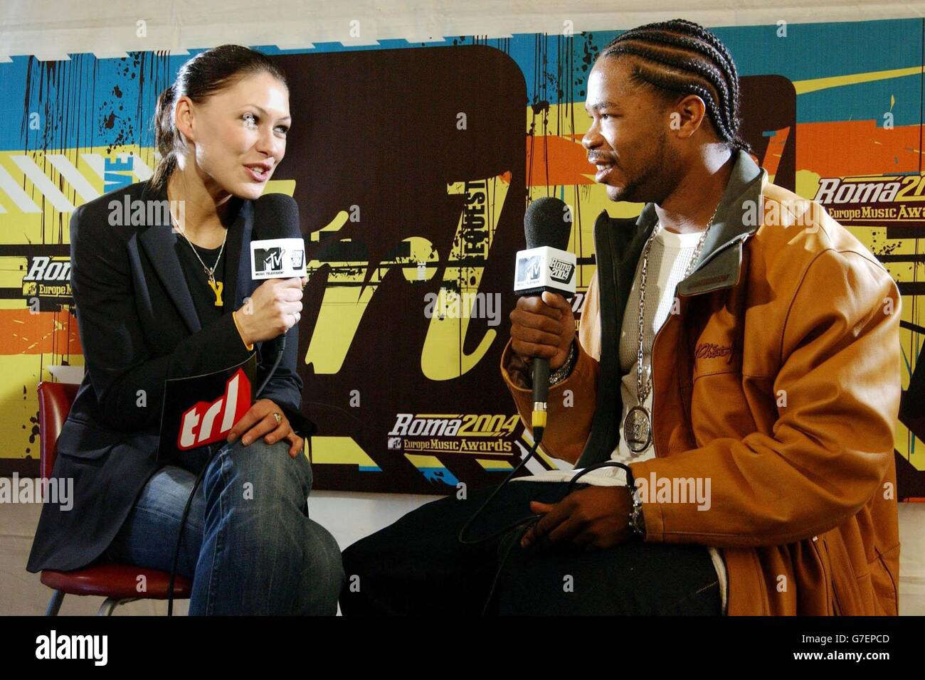 Singer Xzibit with presenter Emma Griffiths (left) during her ...