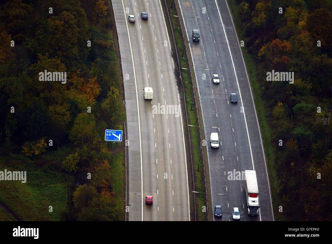 An aerial view of a British Motorway Stock Photo - Alamy