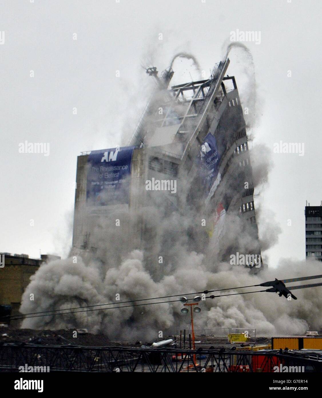 Churchill House demolition controlled explosion Stock Photo - Alamy