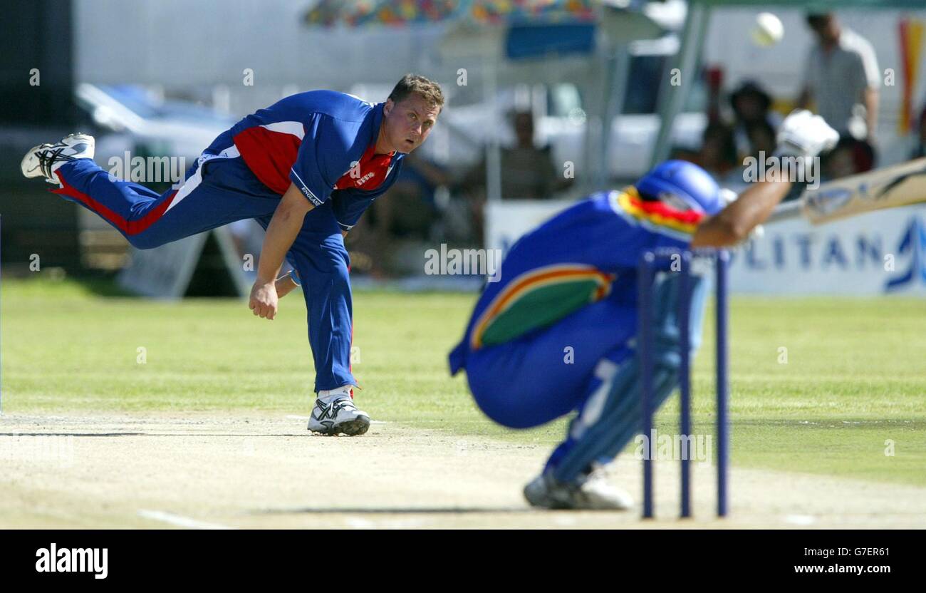 England bowler Darren Gough delivers to batsman J.B. Burger during the ...