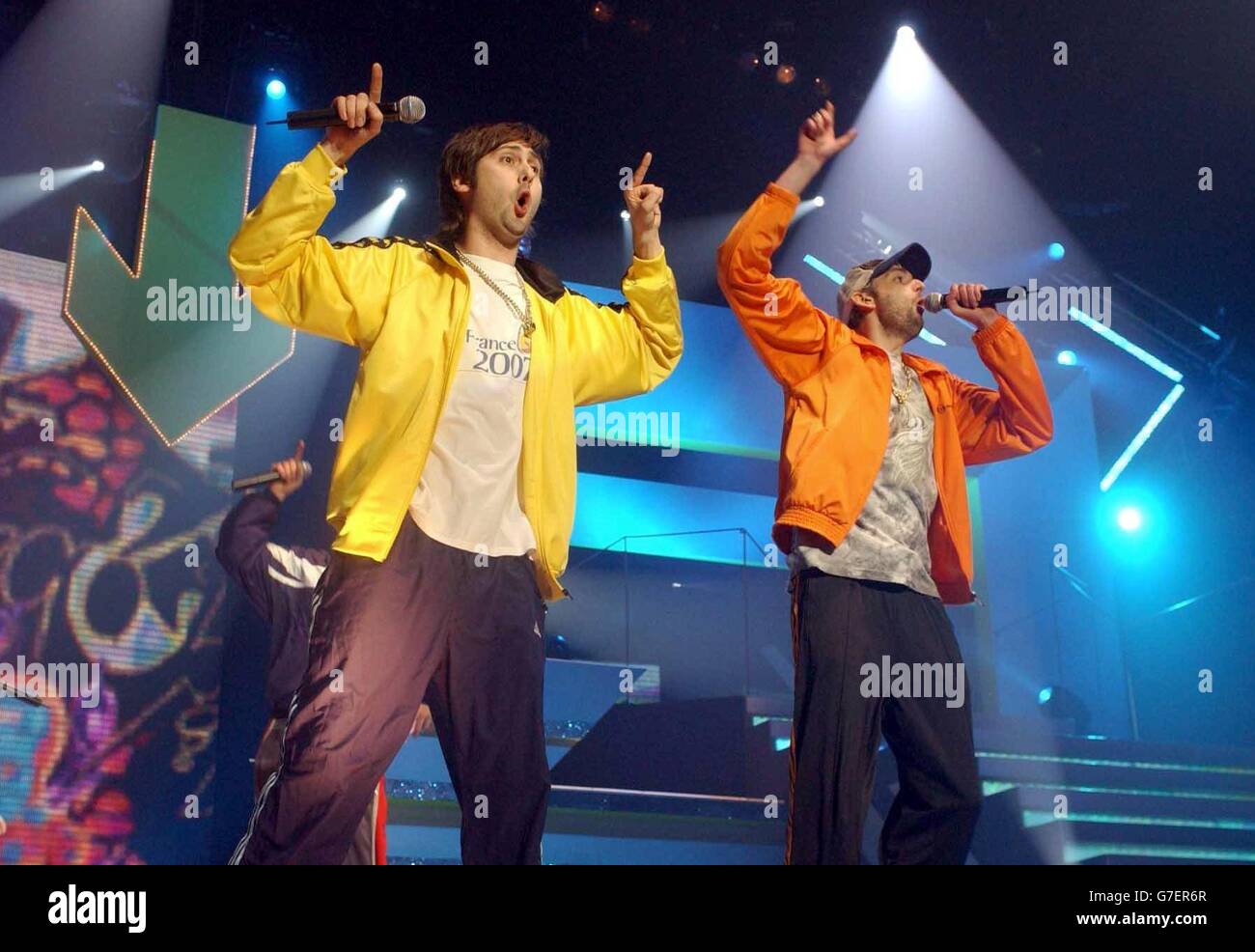 Celebrity on stage performing music awards goldie lookin chain hi-res ...