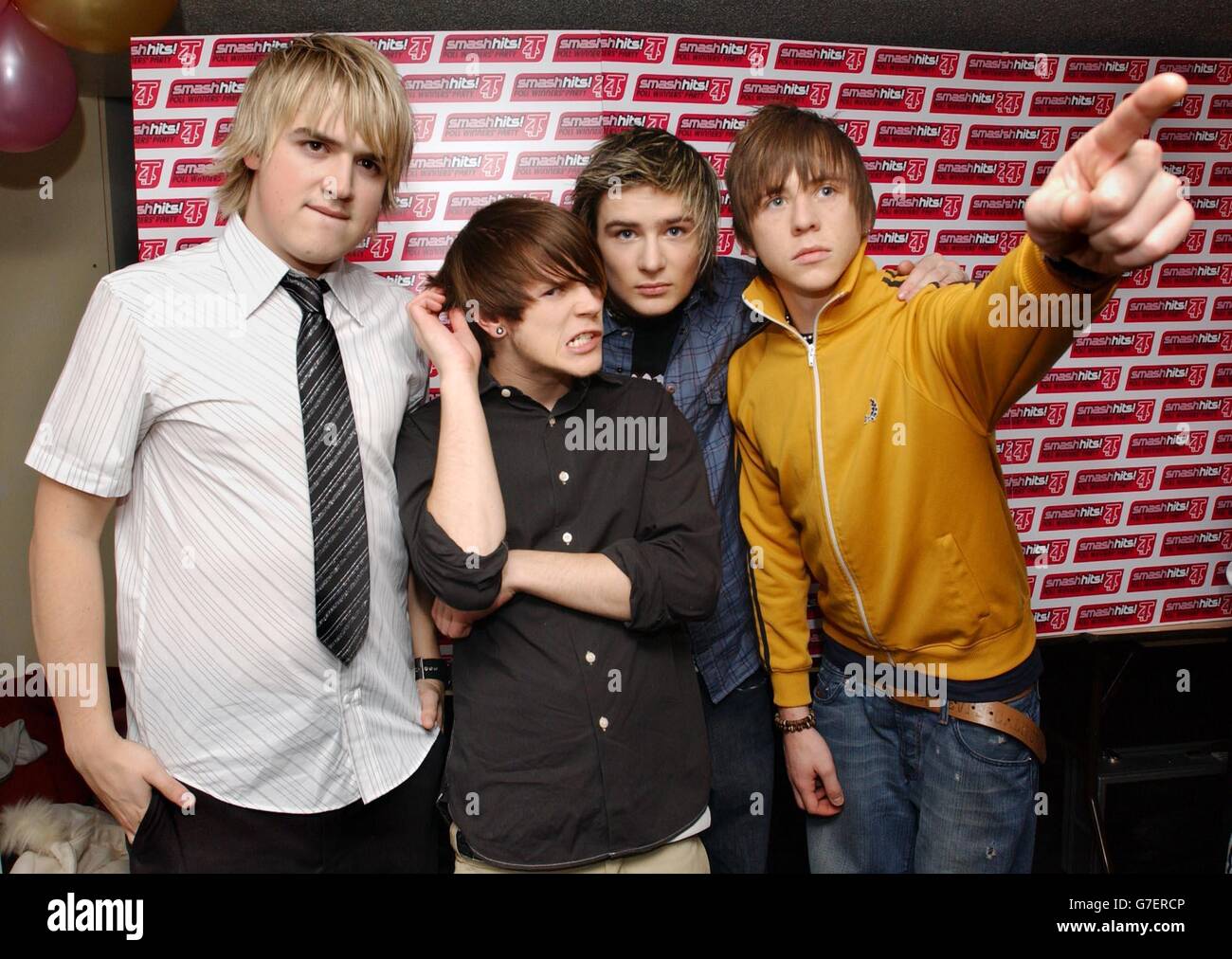 Pop group McFly backstage during the Smash Hits T4 Poll Winners party ...