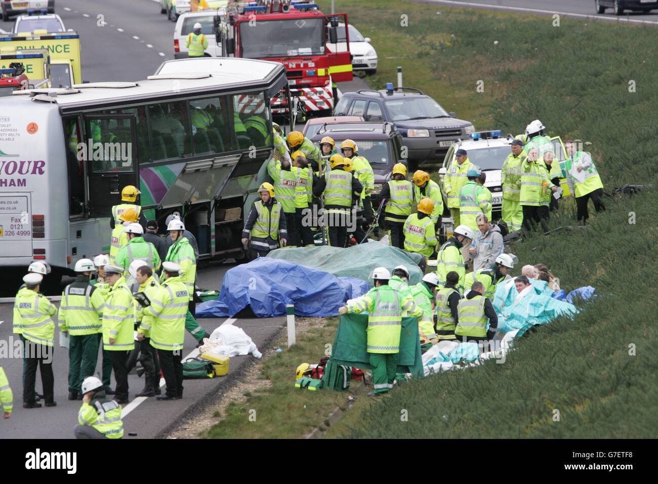 Coach crash A34 Stock Photo - Alamy