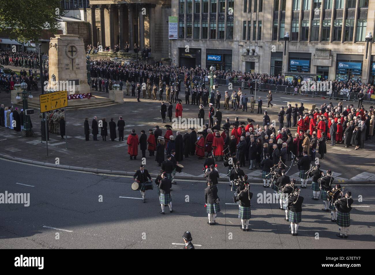 A Remembrance Sunday service at the Cenotaph memorial in Bristol, held ...