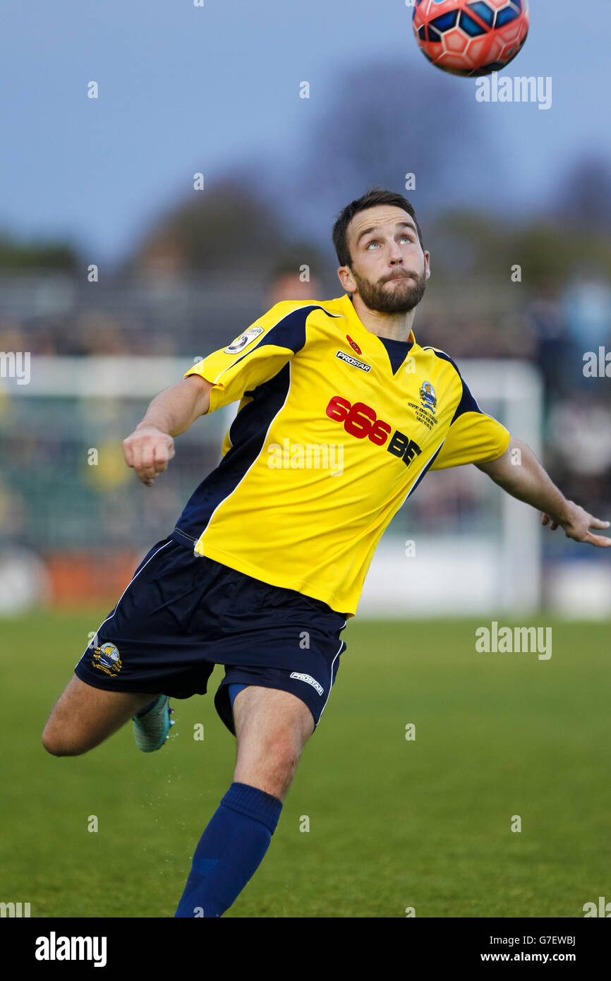 Gosport Borough's Justin Bennett in action against Colchester United in ...