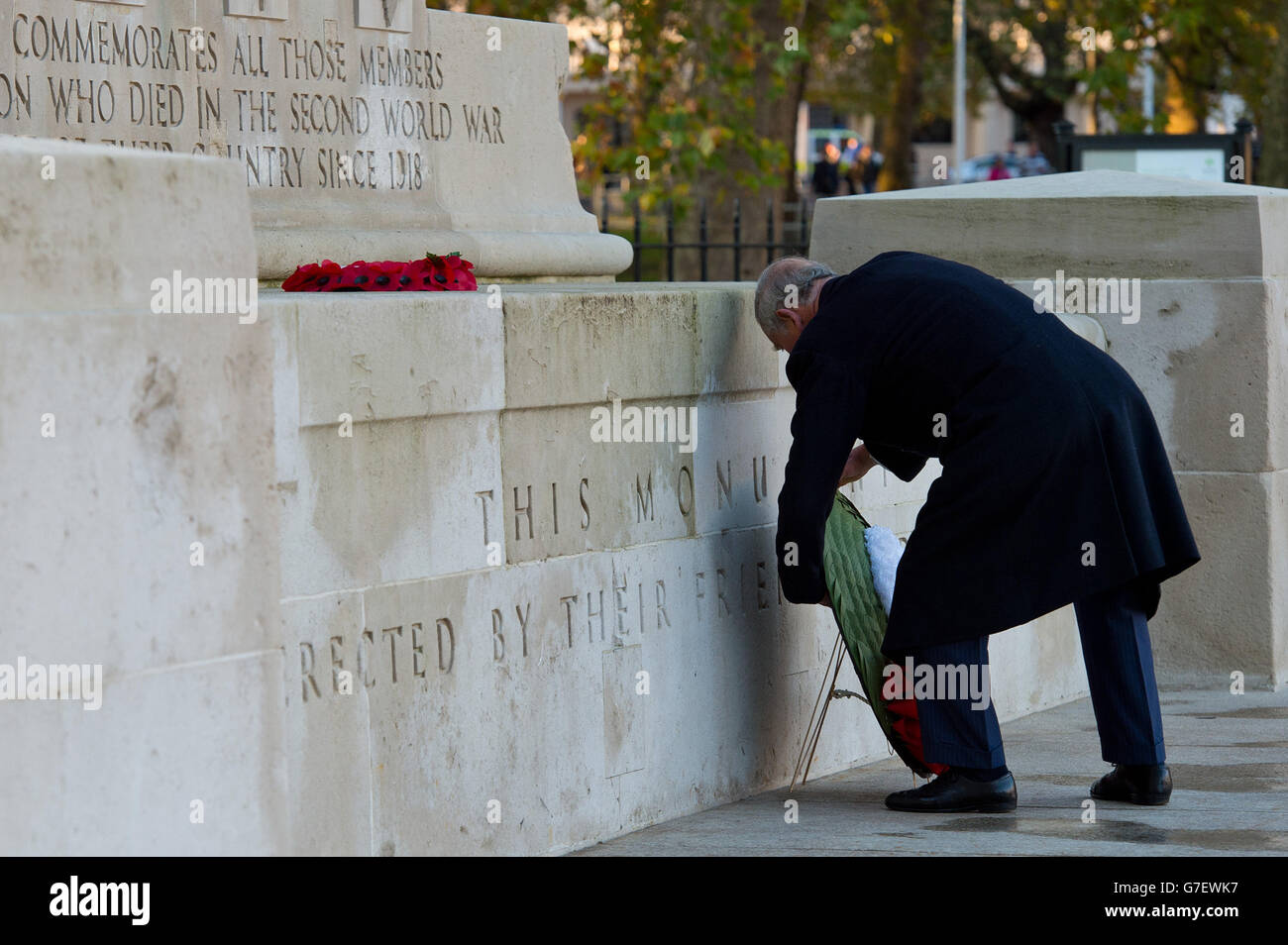 The Prince of Wales lays a wreath during the Welsh Guards Remembrance ...