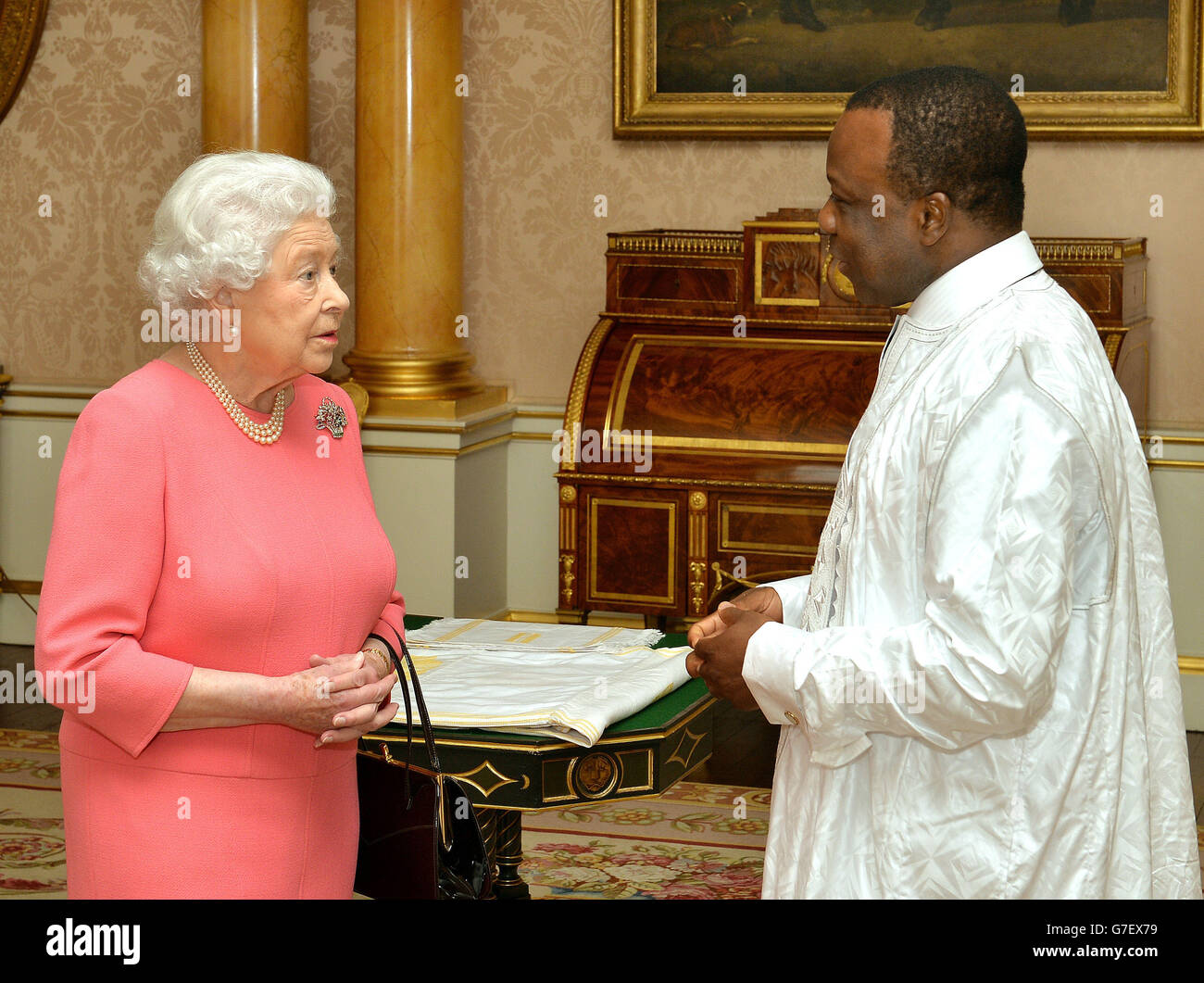 Queen Elizabeth II with the Ambassador of Benin His Excellency Mr Jules ...