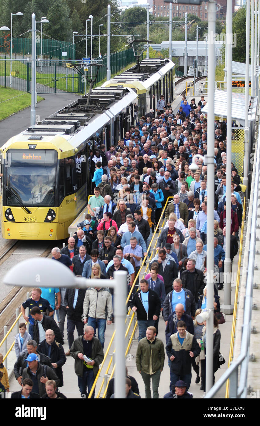 Manchester tram etihad hi-res stock photography and images - Alamy