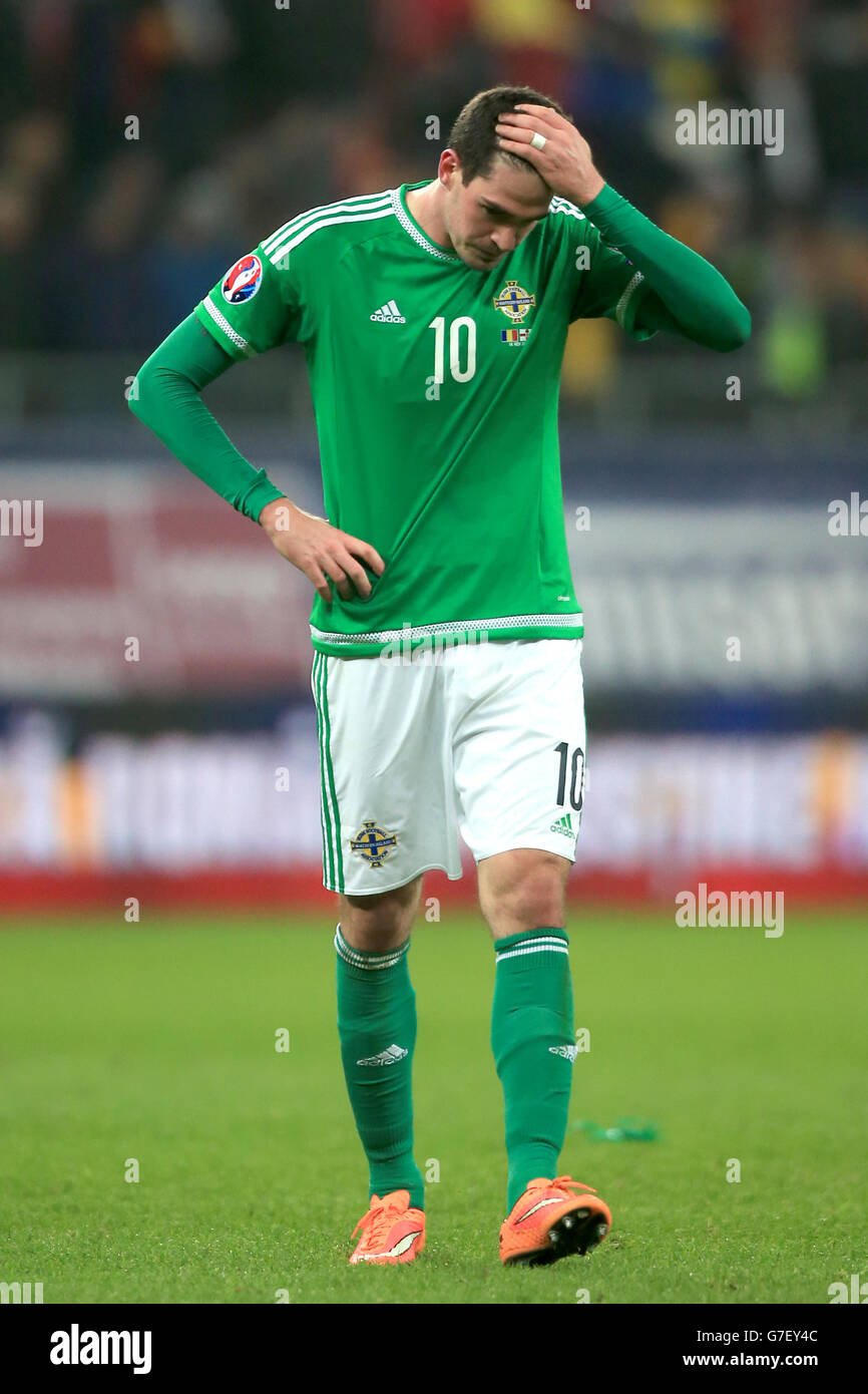 Northern Ireland's Kyle Lafferty looks dejected after the final whistle ...