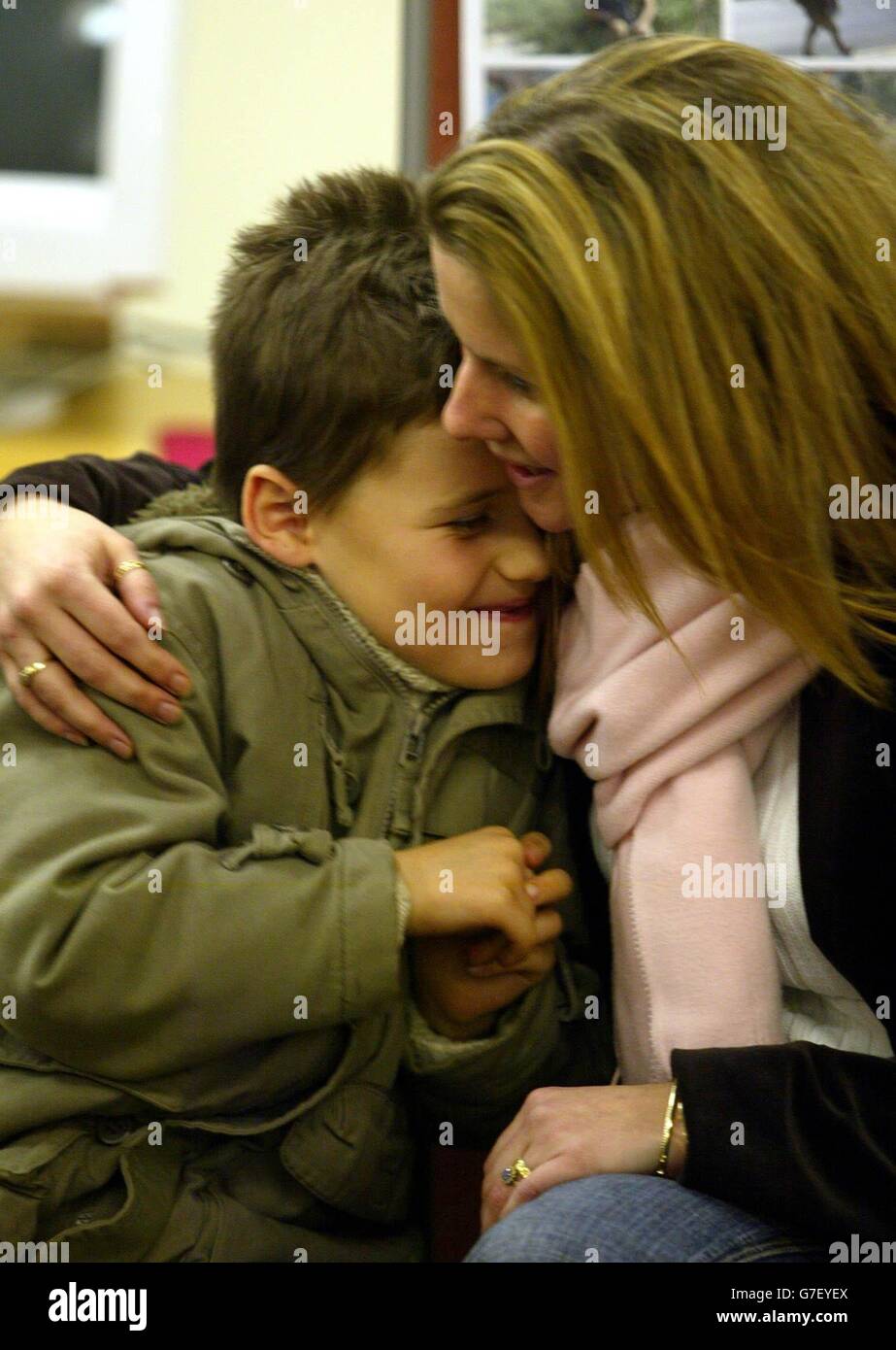 Lindsey Shaw and her son Lewis, aged 6, after hearing the news that his ...