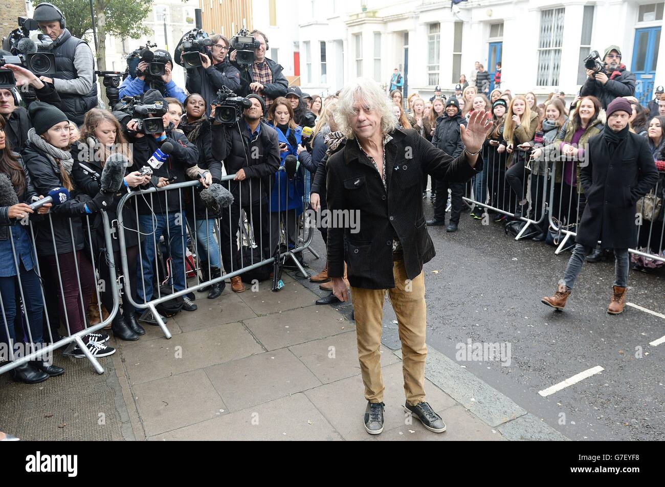 Bob Geldof arrives for the recording of the Band Aid 30 single at Sarm ...