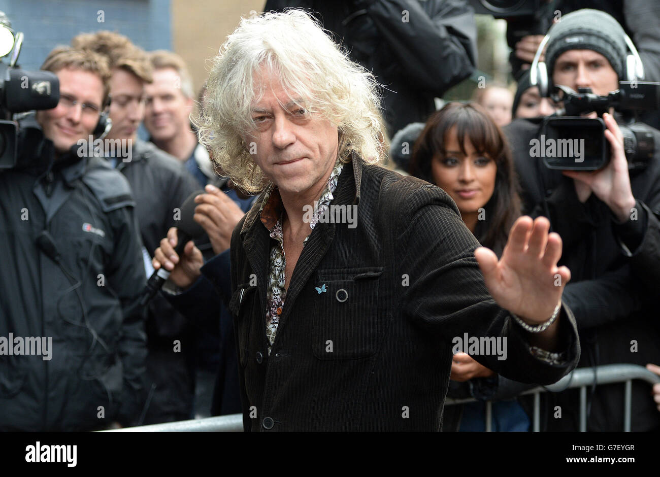 Bob Geldof arrives for the recording of the Band Aid 30 single at Sarm ...