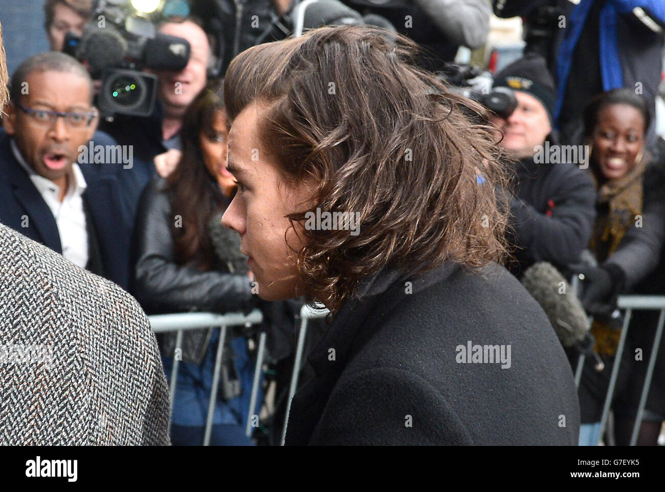 One Direction's Harry Styles arrives for the recording of the Band Aid ...