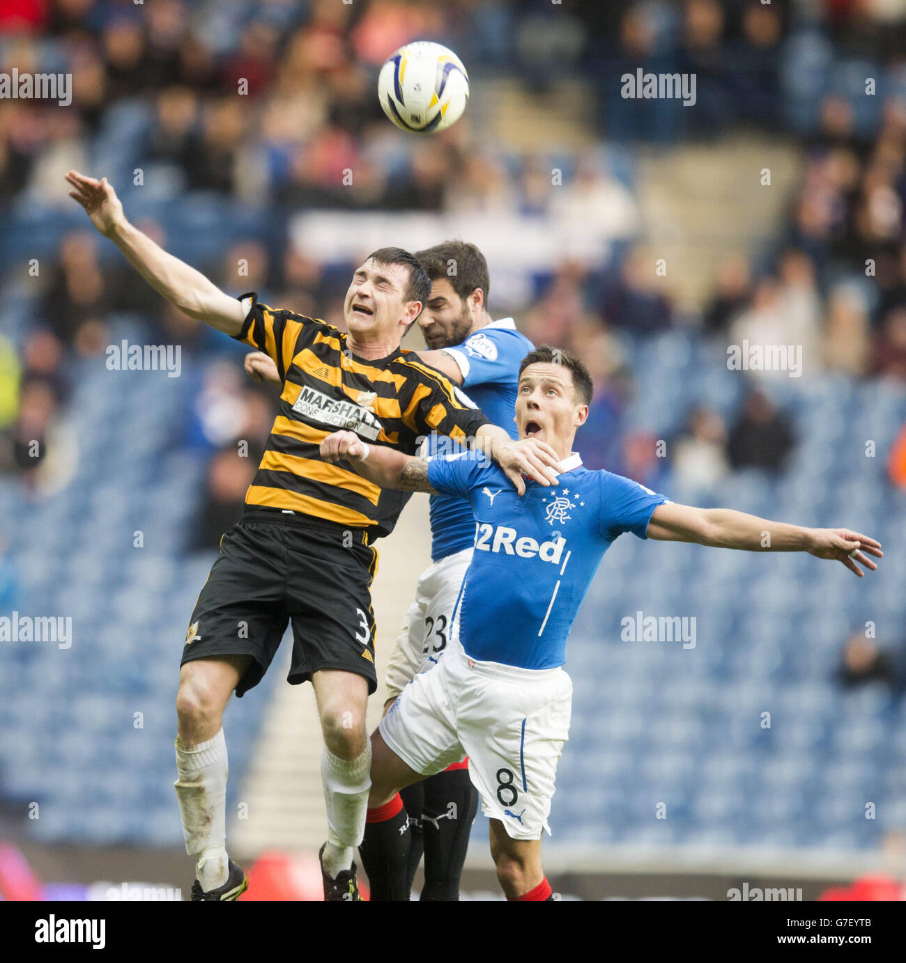 Rangers Ian Black (right) and Alloa's Mark Docherty (left) battle for ...