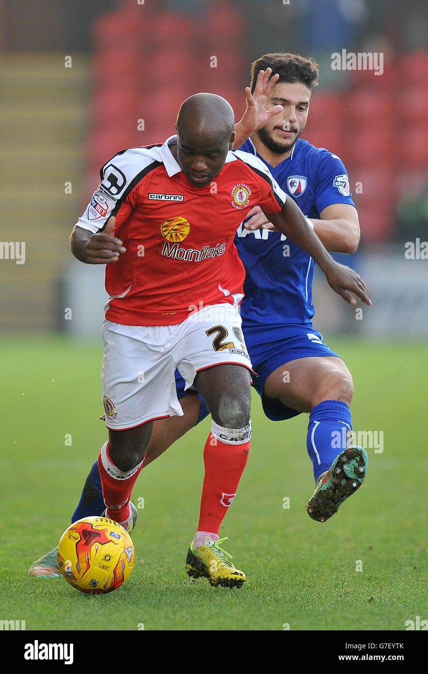 Crewe Alexandra's Fabian Brandy and Chesterfield's Sam Morsy battle for ...