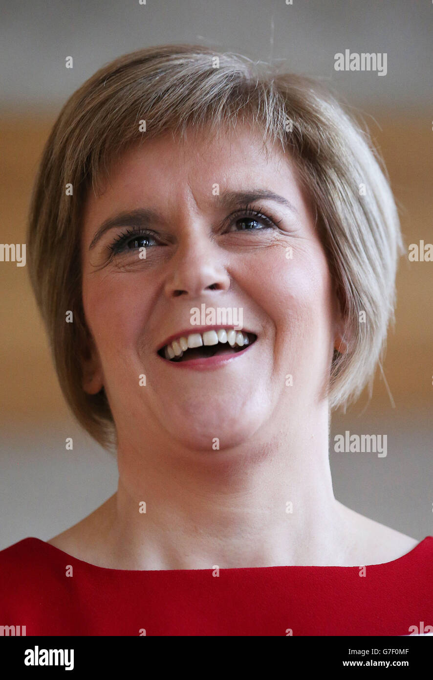 Snp leader nicola sturgeon at the scottish parliament in edinburgh hi ...