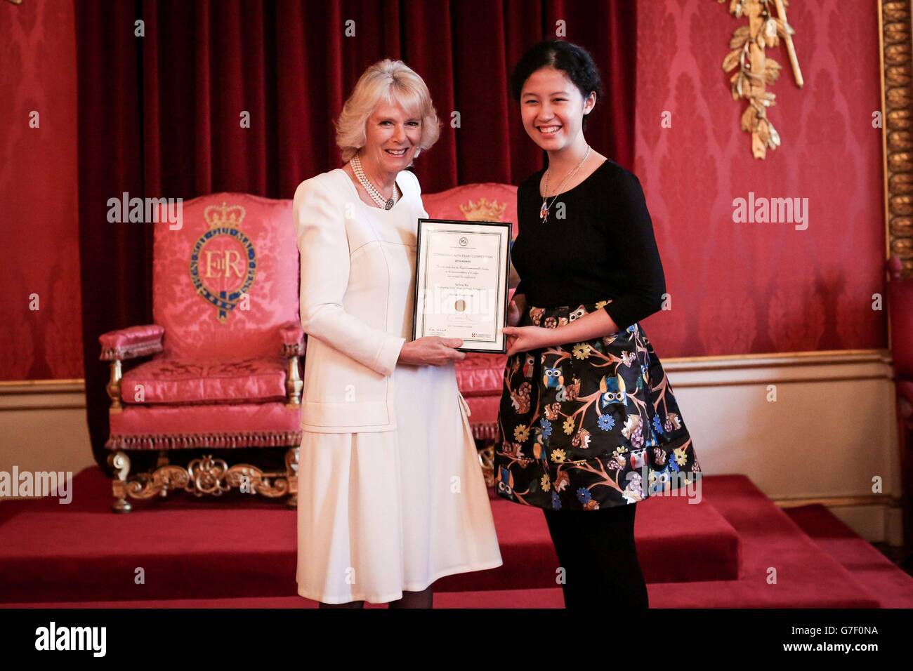 The Duchess of Cornwall presents Selina Xu, 16, Senior Runner Up, from ...