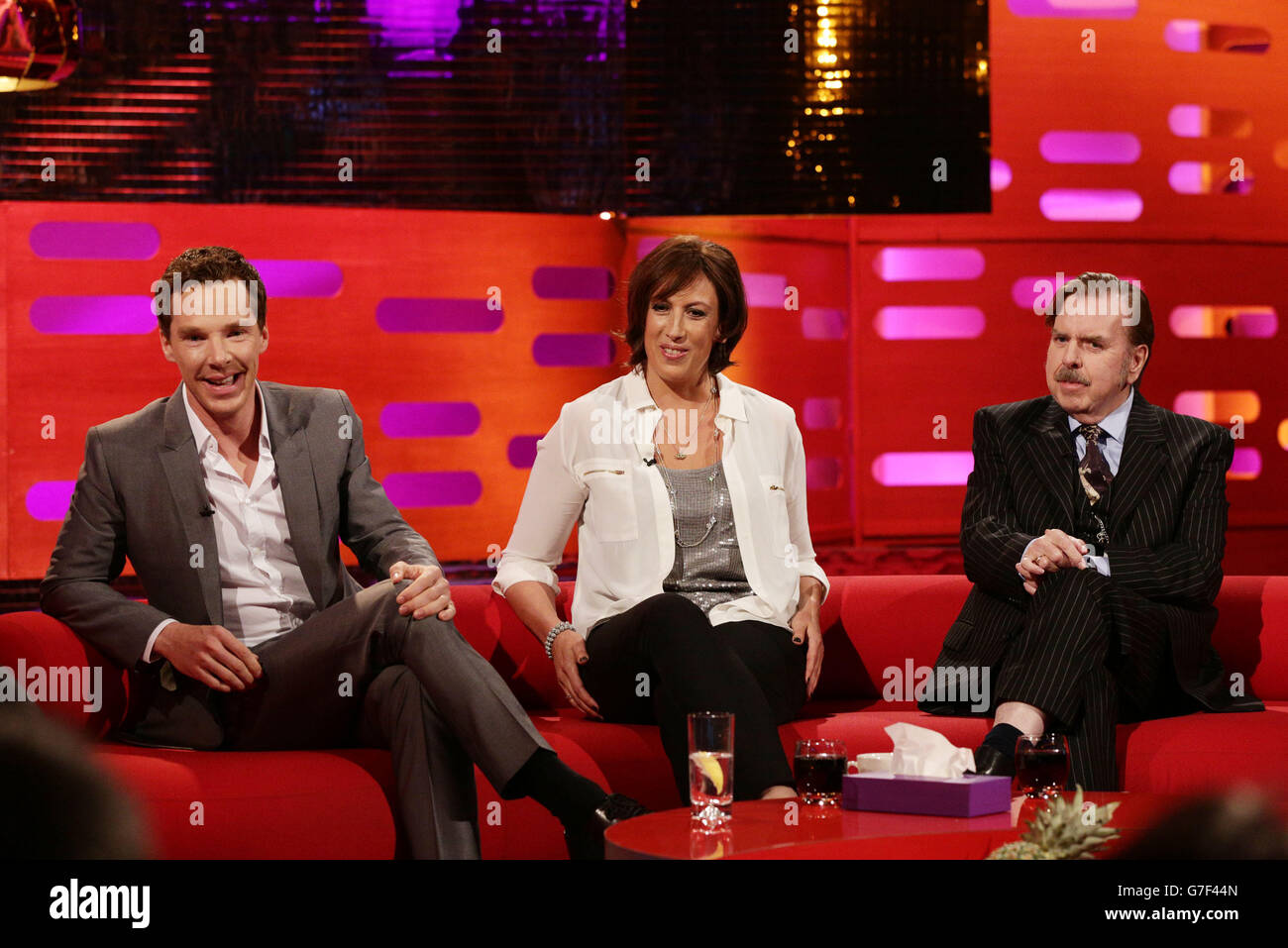 Left right during filming of the graham norton show hi-res stock ...