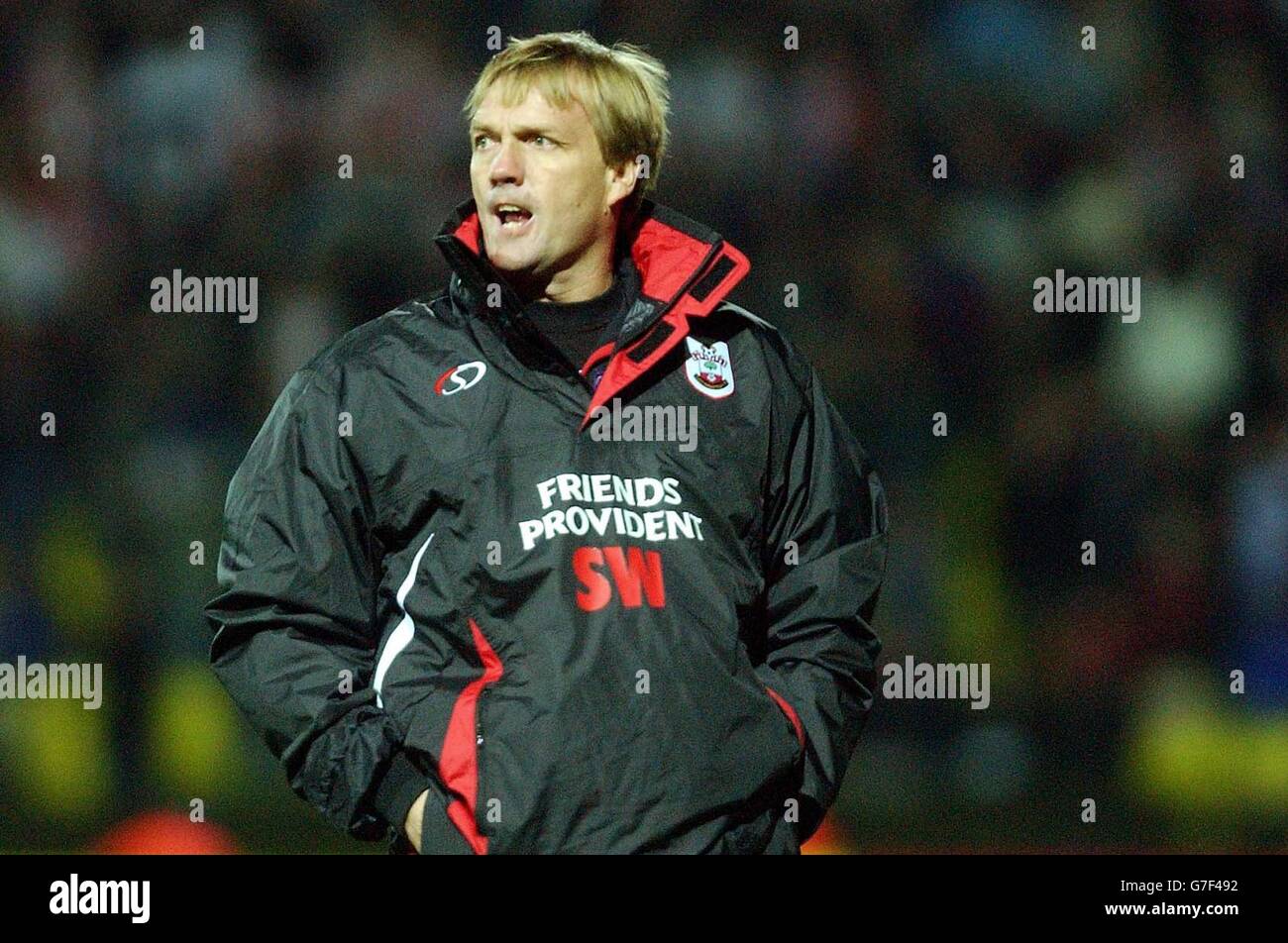 Southampton's manager Steve Wigley looks on as his team are beaten by ...