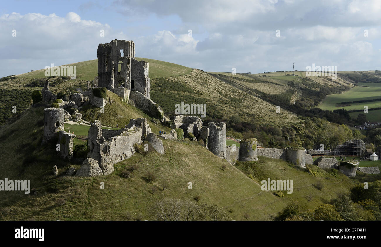Travel stock - Corfe Castle. General view of Corfe Castle in Dorset ...