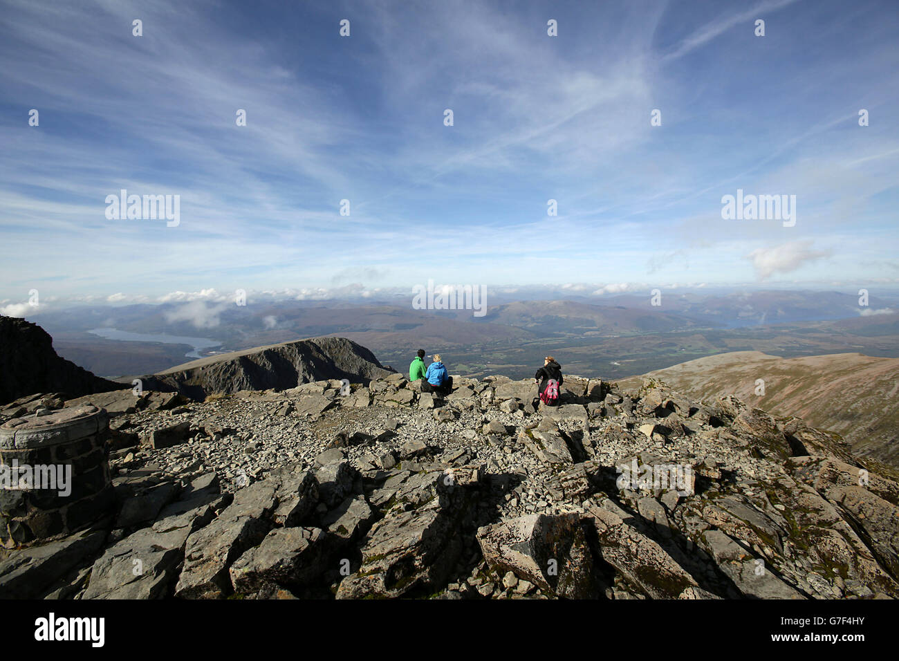 A view from the summit of Britain's tallest mountain, Ben Nevis, in the ...