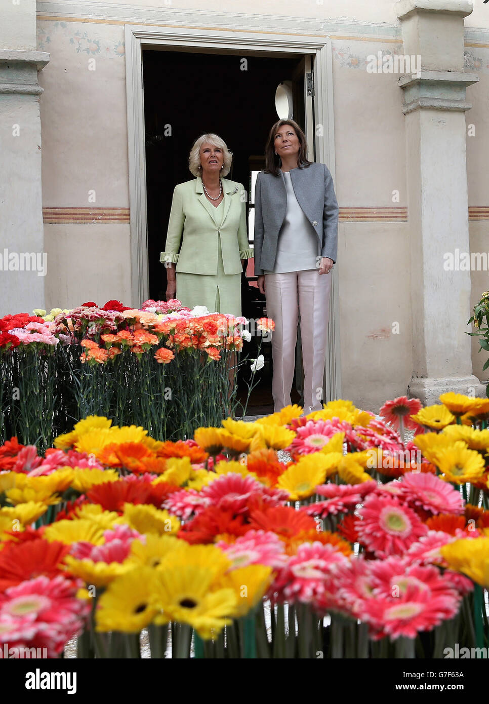 The Duchess of Cornwall, with First Lady of Colombia Maria Clemencia ...