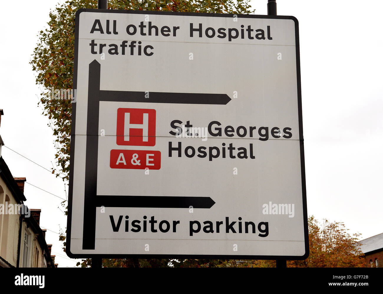 The road sign for st georges hospital in tooting hi-res stock ...