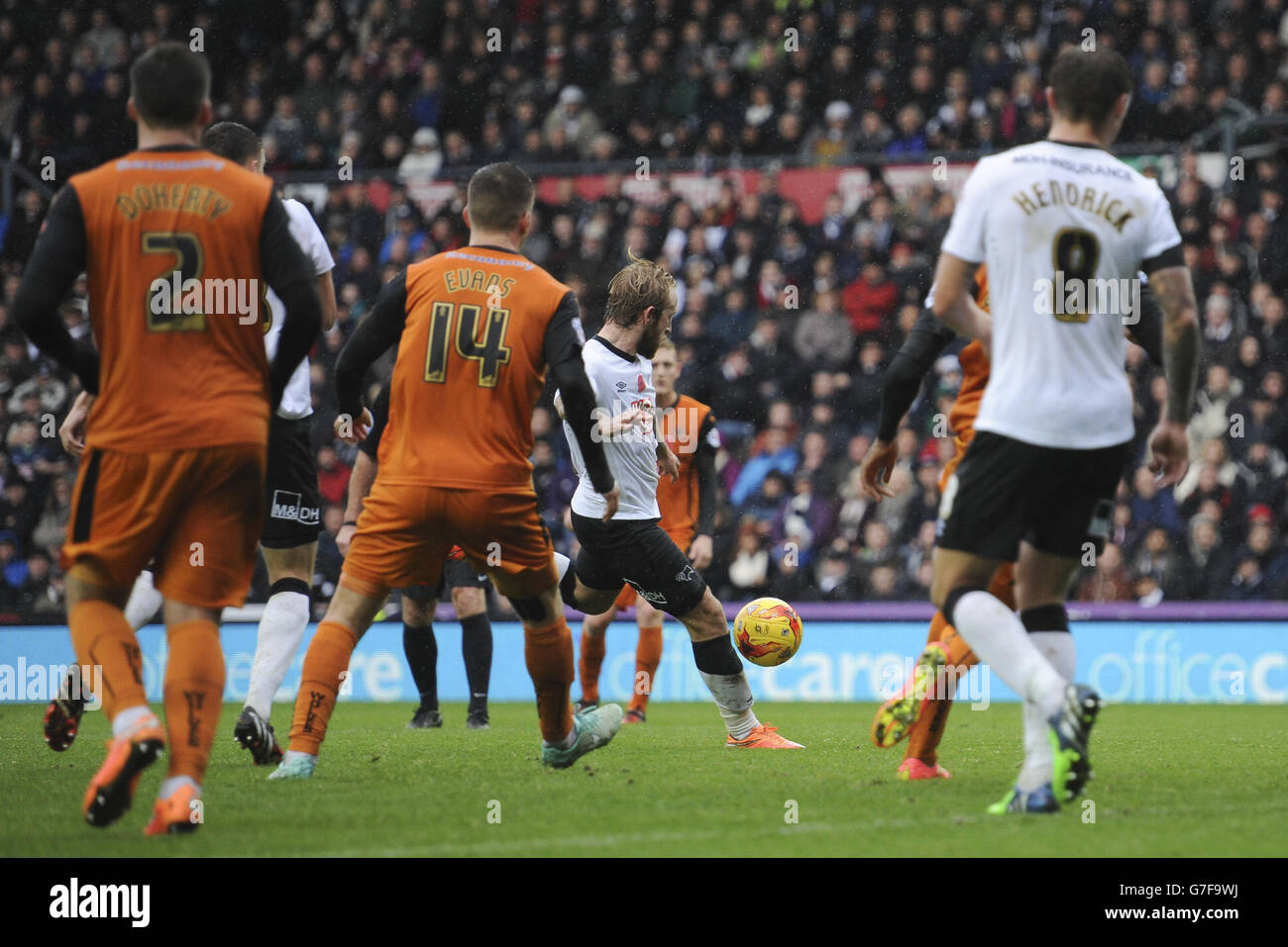 Derby County's Johnny Russell scores his sides third goal during the ...