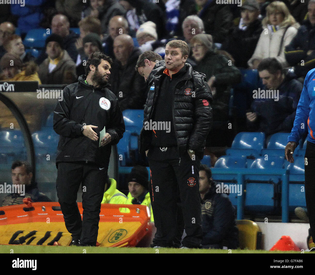 Blackpool's manager Lee Clark during the game against Leeds United ...