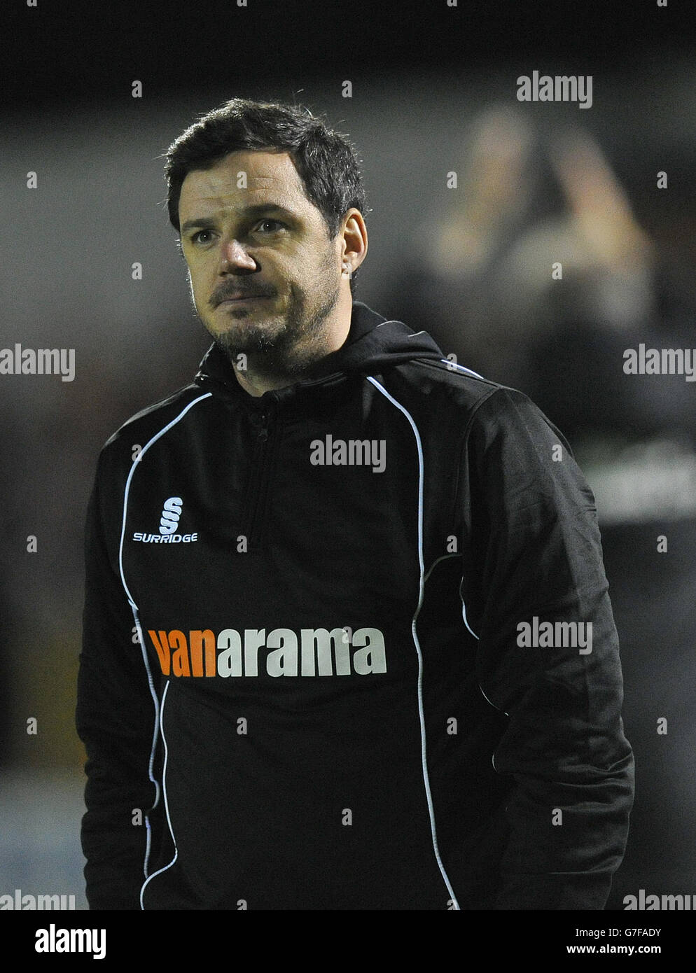 A dejected looking Hemel Hempstead Manager Dean Brennan Stock Photo - Alamy
