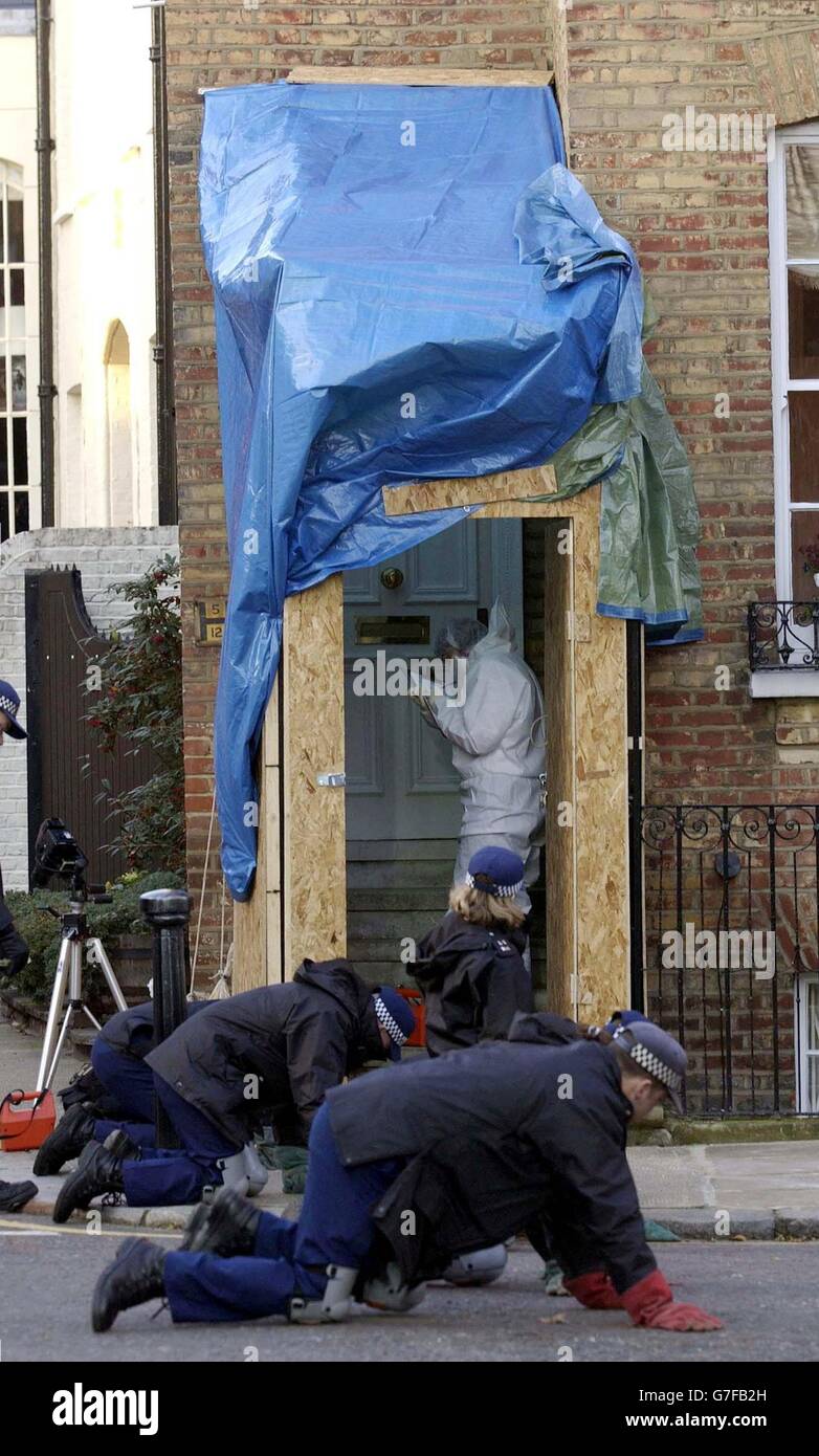 Police activity outside the house in Upper Cheyne Row in Chelsea, south ...