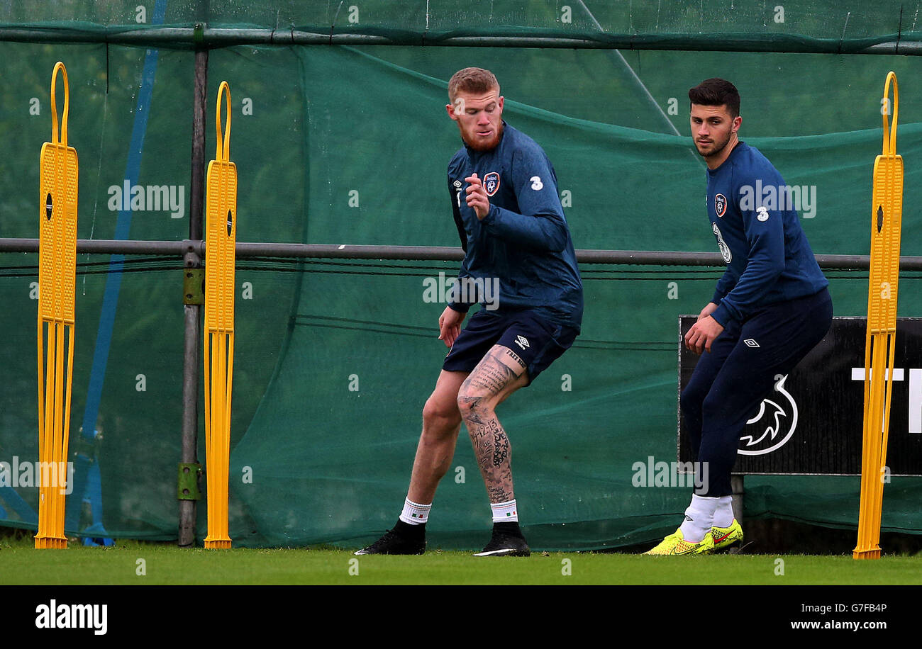 Shane Long (right) and James McClean during a training session at ...