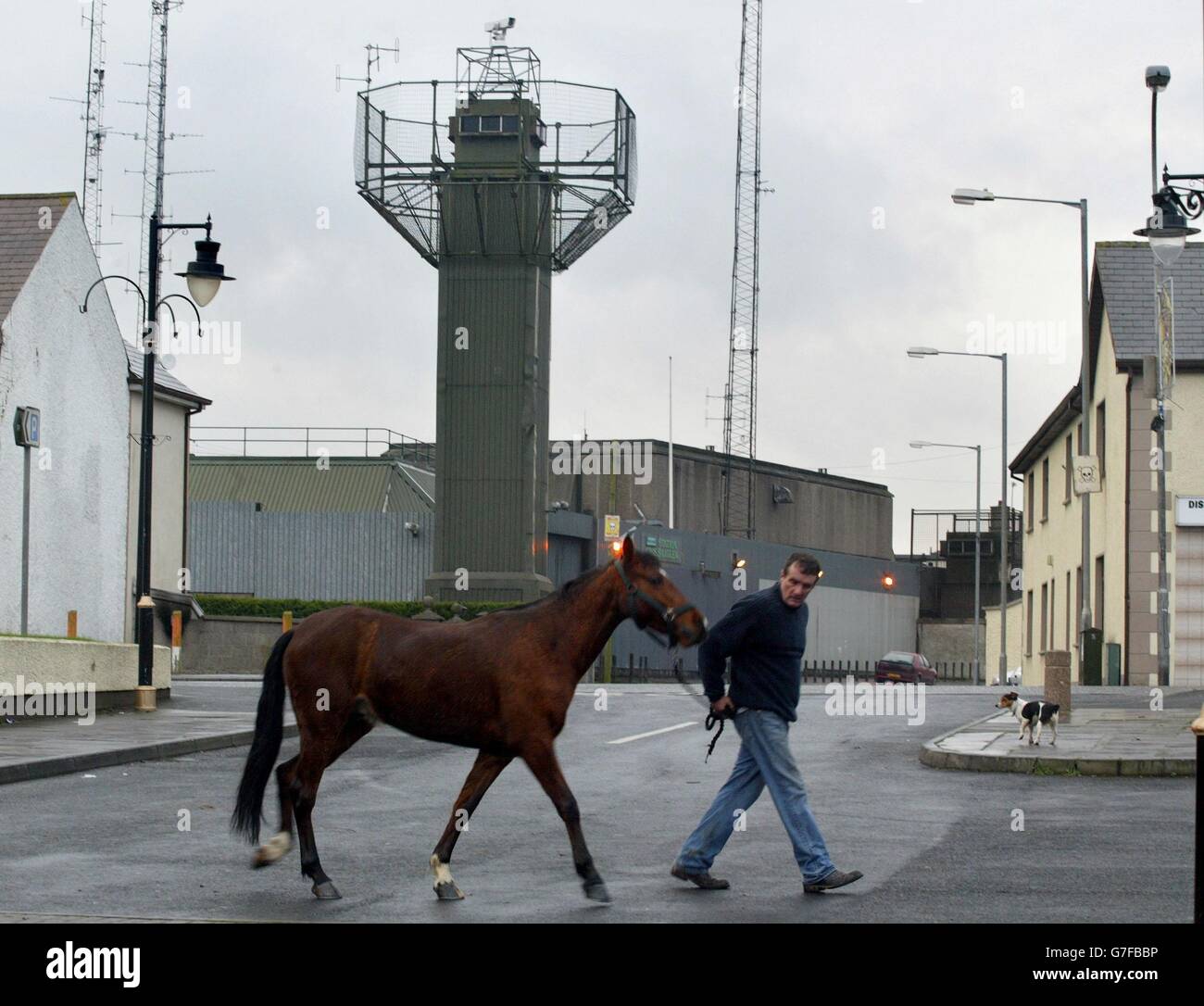 Walks his horse in the square in crossmaglen hi-res stock photography ...