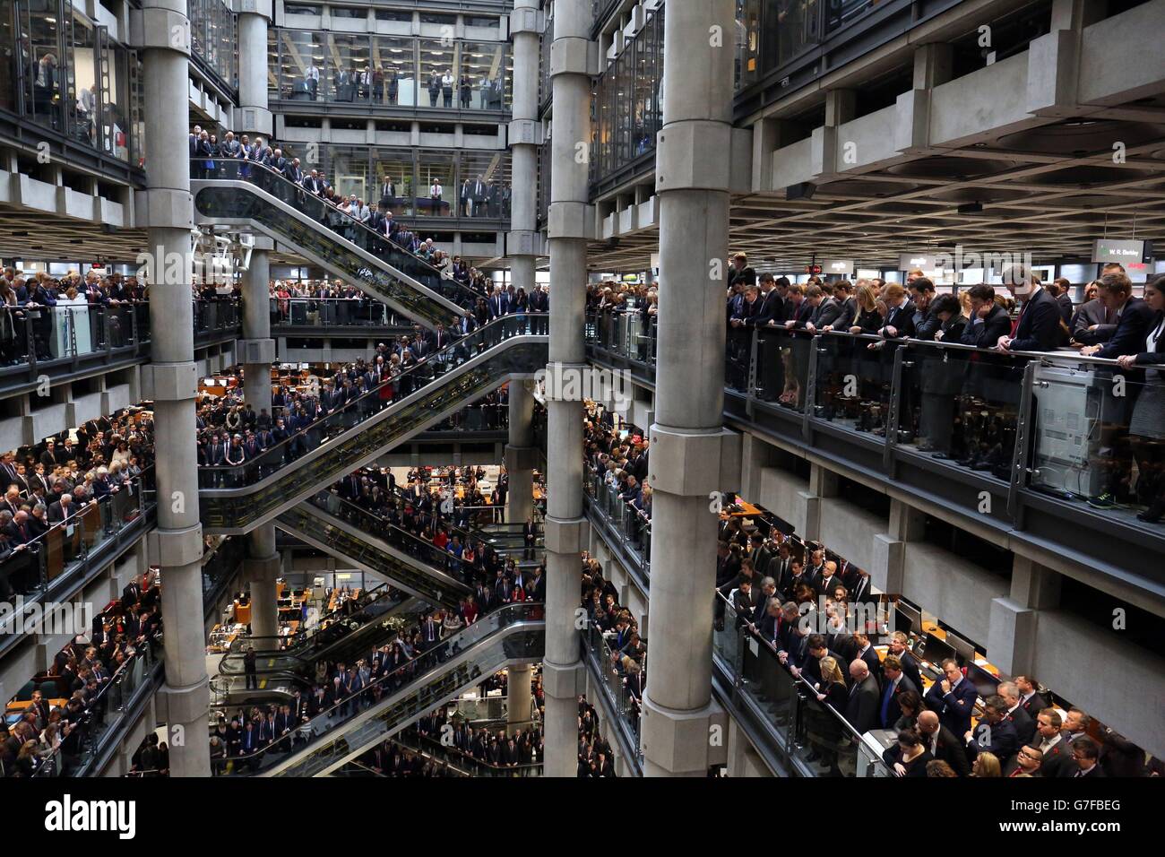 Workers inside the the Lloyds building in central London during a ...