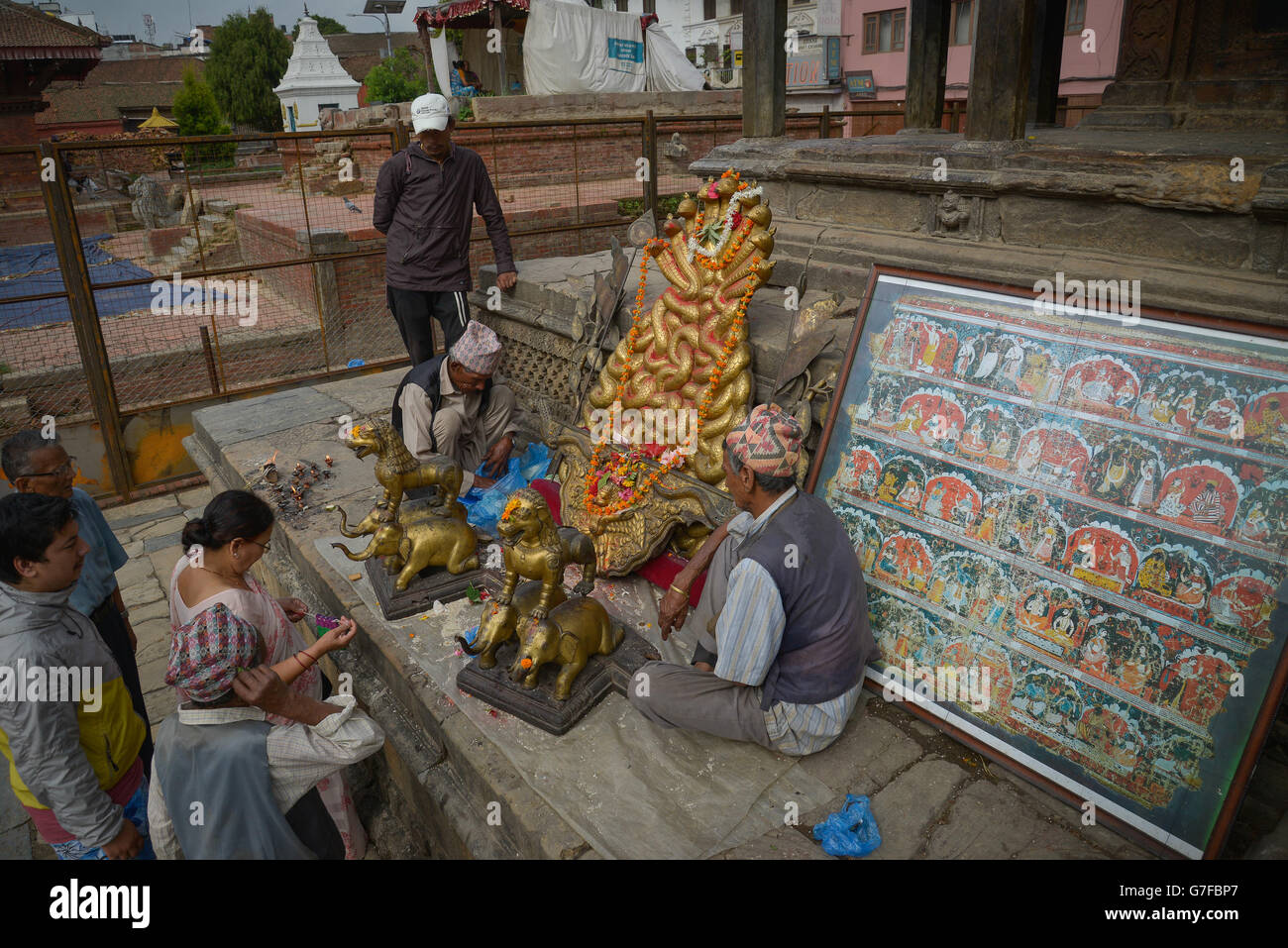 A royal antique throne is put on display at Patan Durbar Square in ...