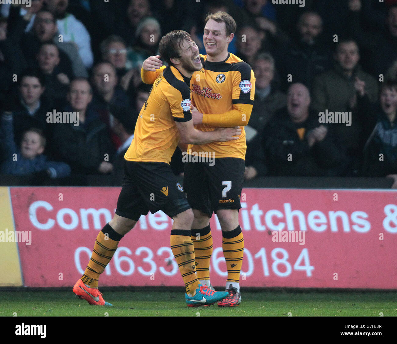 Newport County's Max Porter celebrates scoring the second goal against ...