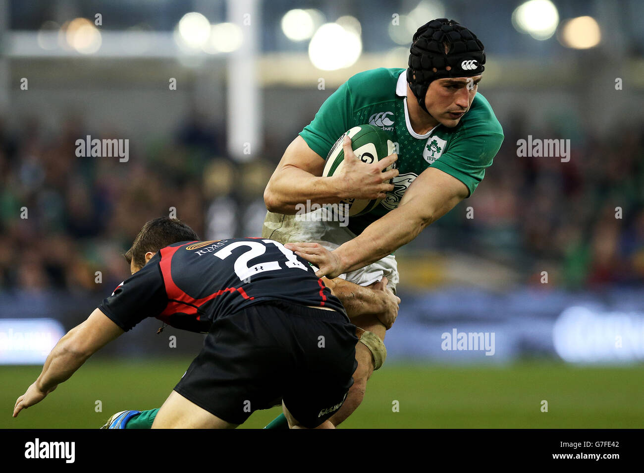 Ireland's Tommy O'Donnell (right) in action with Georgia's Merab ...