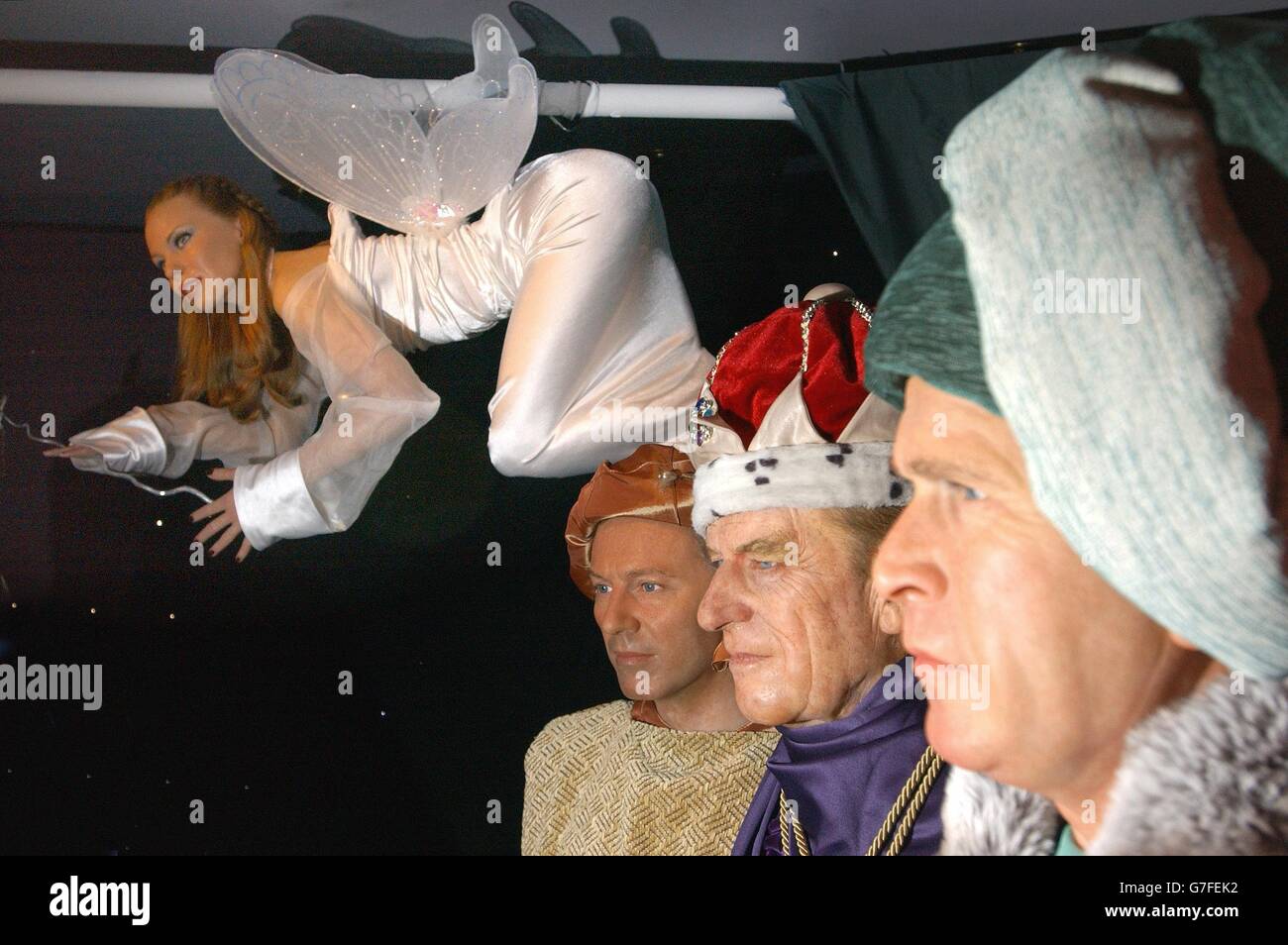 Waxwork models of British Prime Minister Tony Blair (left), The Duke of ...