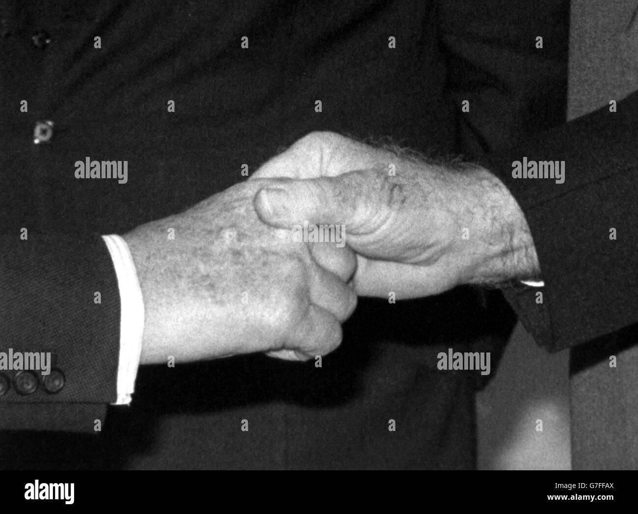 The Duke of Edinburgh's hand (l) greeting another guest during his ...